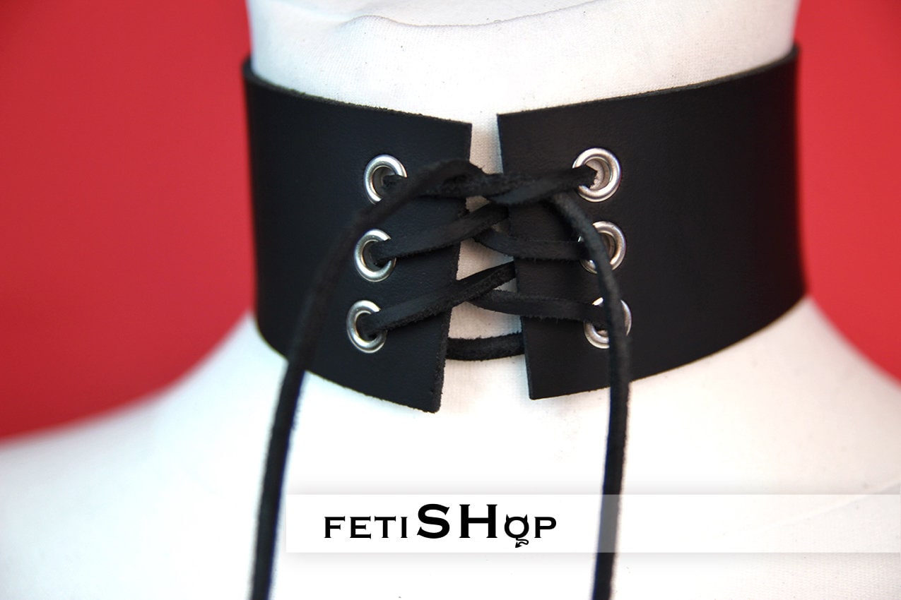 Leather Wide Lace up Collar sadie Lace Bdsm - Etsy
