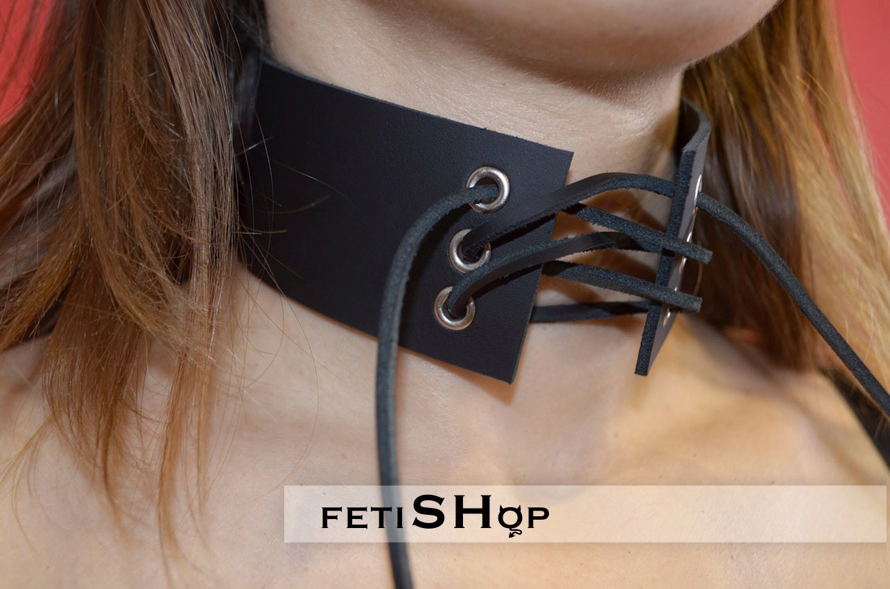 Leather Wide Lace up Collar sadie Lace Bdsm - Etsy