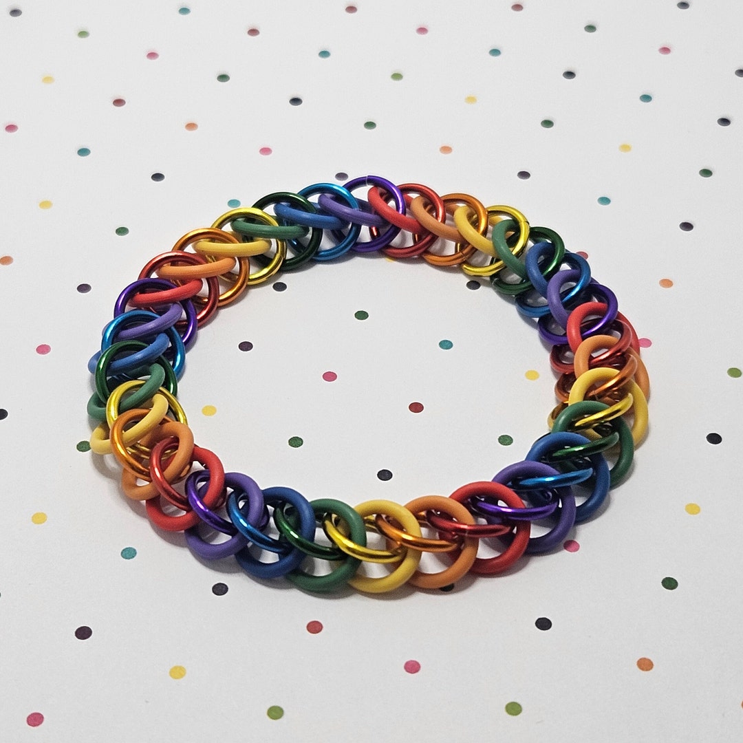 Rainbow Chainmail Bracelet - Anodized Aluminum Half Persian Weave - Etsy