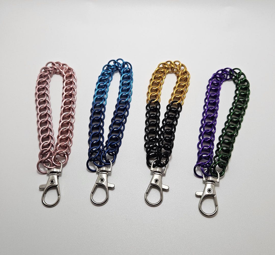 Two-tone Anodized Aluminum Chainmaille Keychain | Half Persian 3 in 1 ...