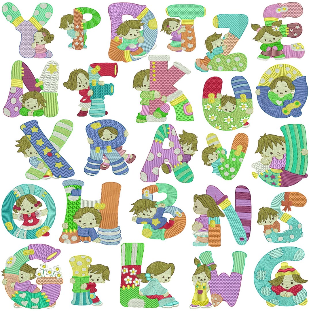 Cuddly Kiddies Alphabet Machine Embroidery Designs - Etsy UK