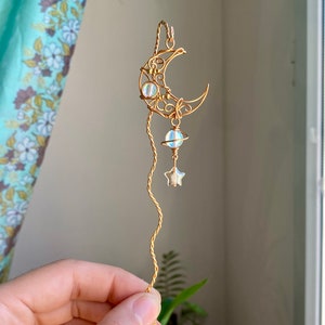 Galaxy Wire Moon Plant Stake. House Plant Decor. Wire Plant Stake ...