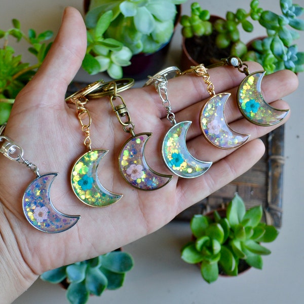 Moon Keychain - Etsy
