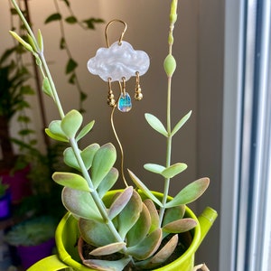 Small Rain Cloud Plant Stake. House Plant Decor. Wire Plant Stake ...