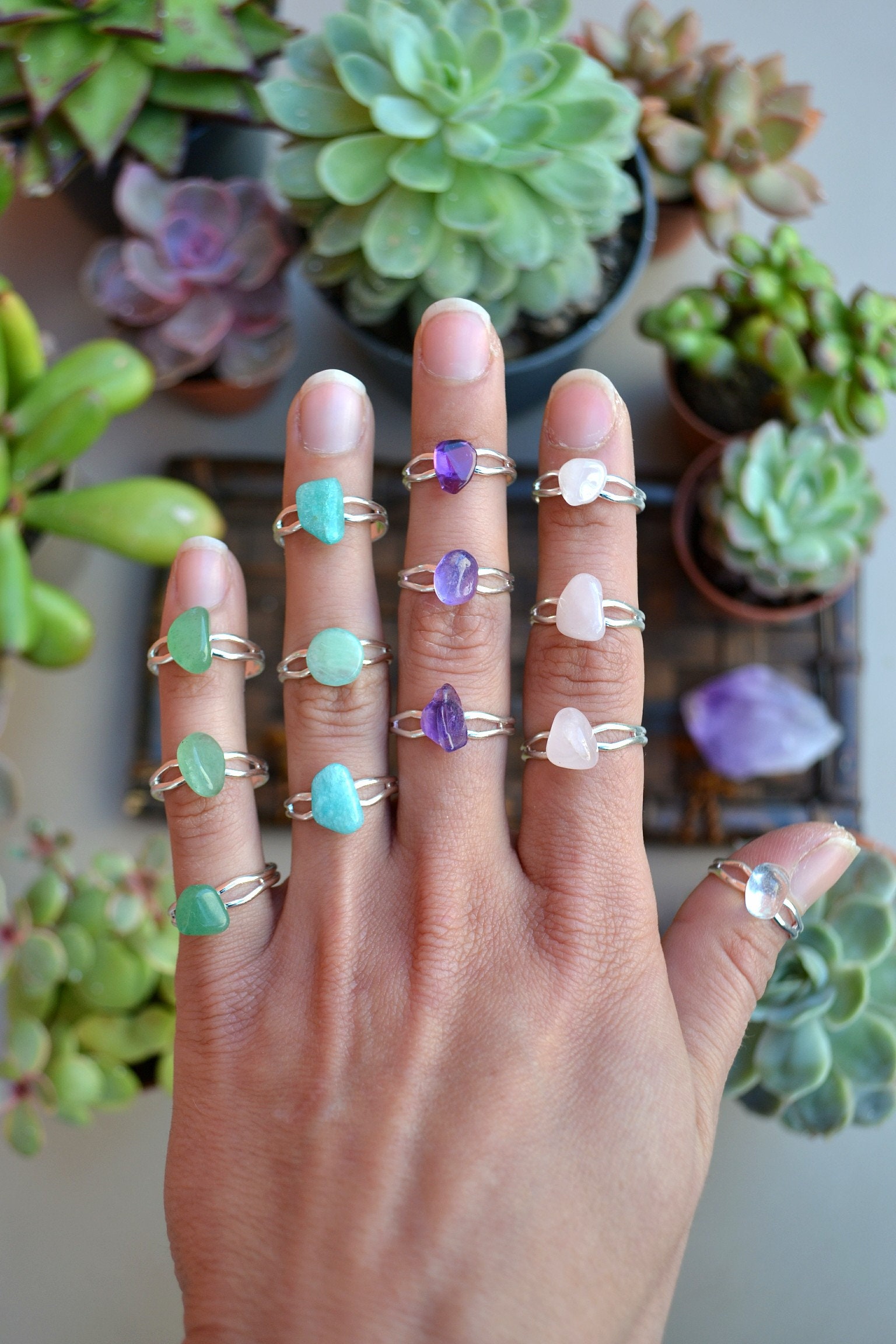 Crystal Ring. ADJUSTABLE Gemstone Ring. Healing Crystals. All | Etsy