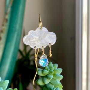 Small Rain Cloud Plant Stake. House Plant Decor. Wire Plant Stake ...