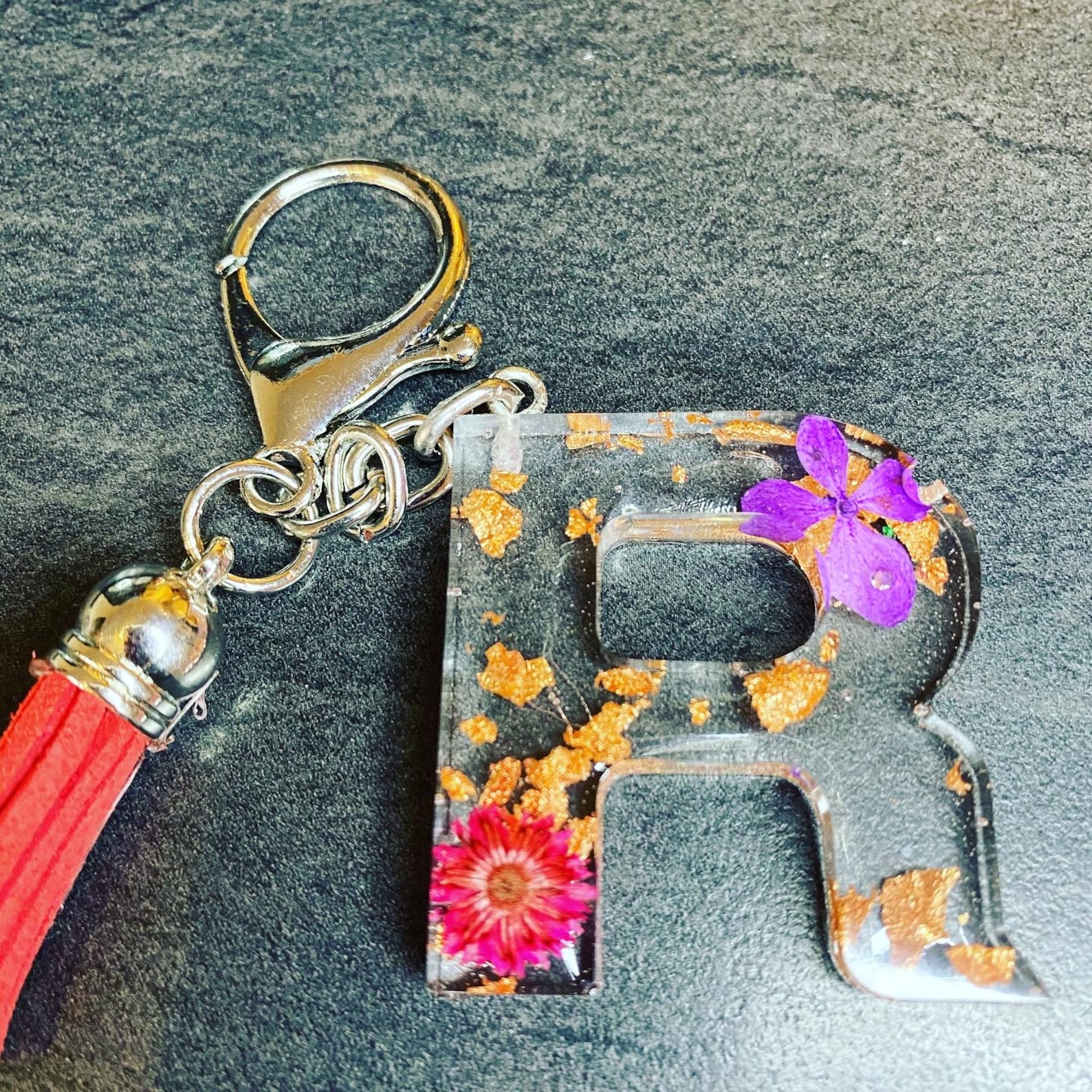 Resin Initial Keyrings - Etsy
