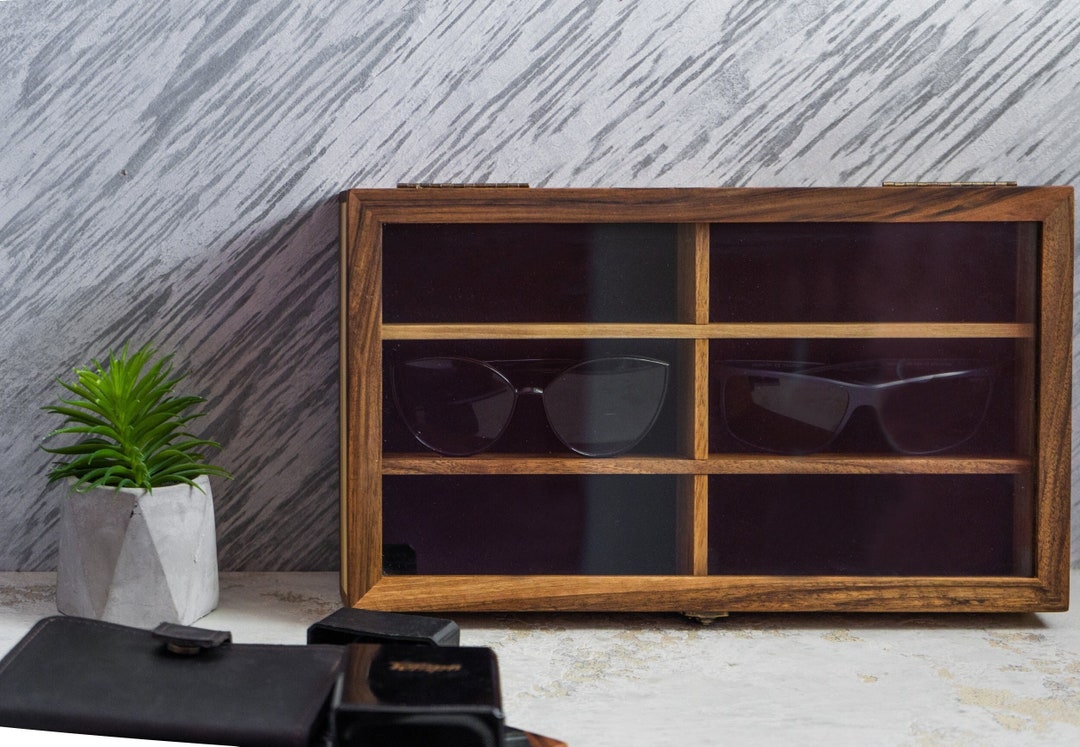 Sunglasses Display Case Wooden Compartments Glasses - Etsy