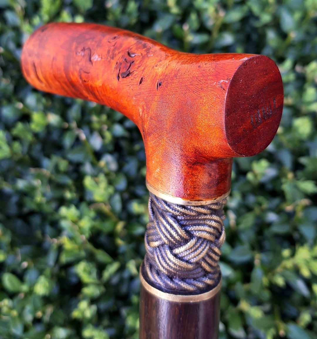 X2# Burl Handle Cane Walking Stick Wooden Handmade Cane Wood Reed ...