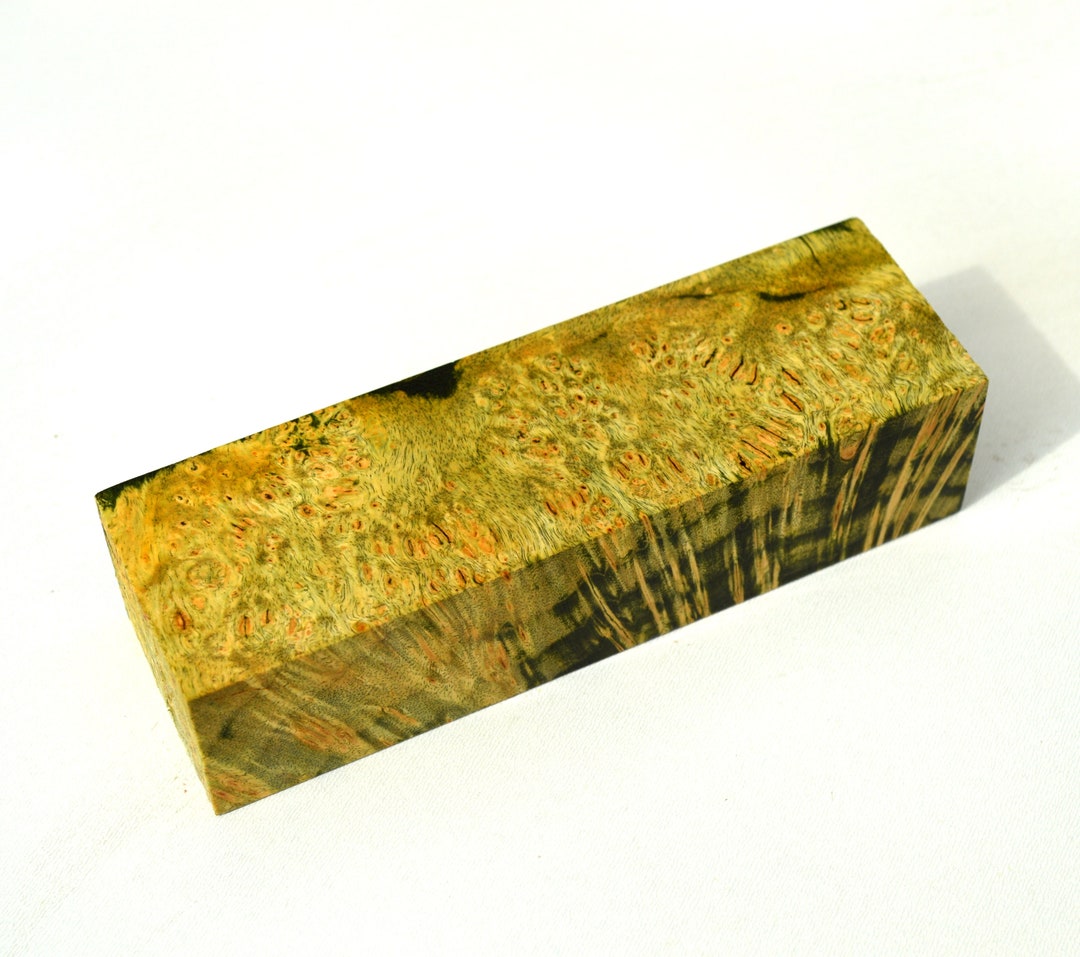 Stabilized Maple BURL Wood Wooden Block Turning Blank Scales Handle Blade Knives Knife "cactus ...