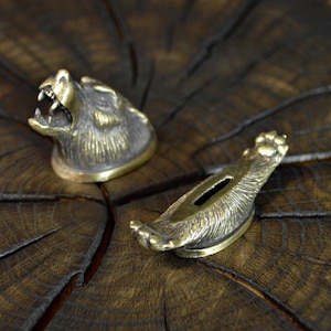 Set "wolf Paws" Unique Solid Bronze Finger Guard Bolster & Pommel for ...