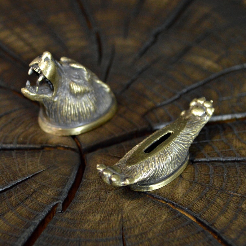 Set "wolf Paws" Unique Solid Bronze Finger Guard Bolster & Pommel for ...