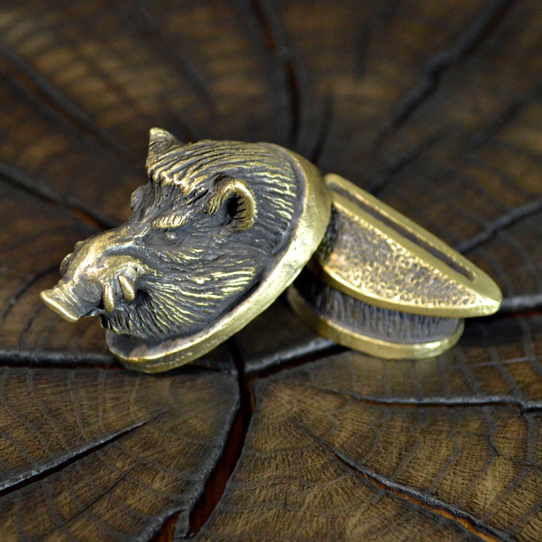 Set "boar Wild Hog" Unique Solid Bronze Finger Guard Bolster & Pommel ...
