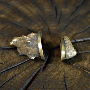 Set "wolf" Unique Solid Bronze Finger Guard Bolster & Pommel for Custom ...