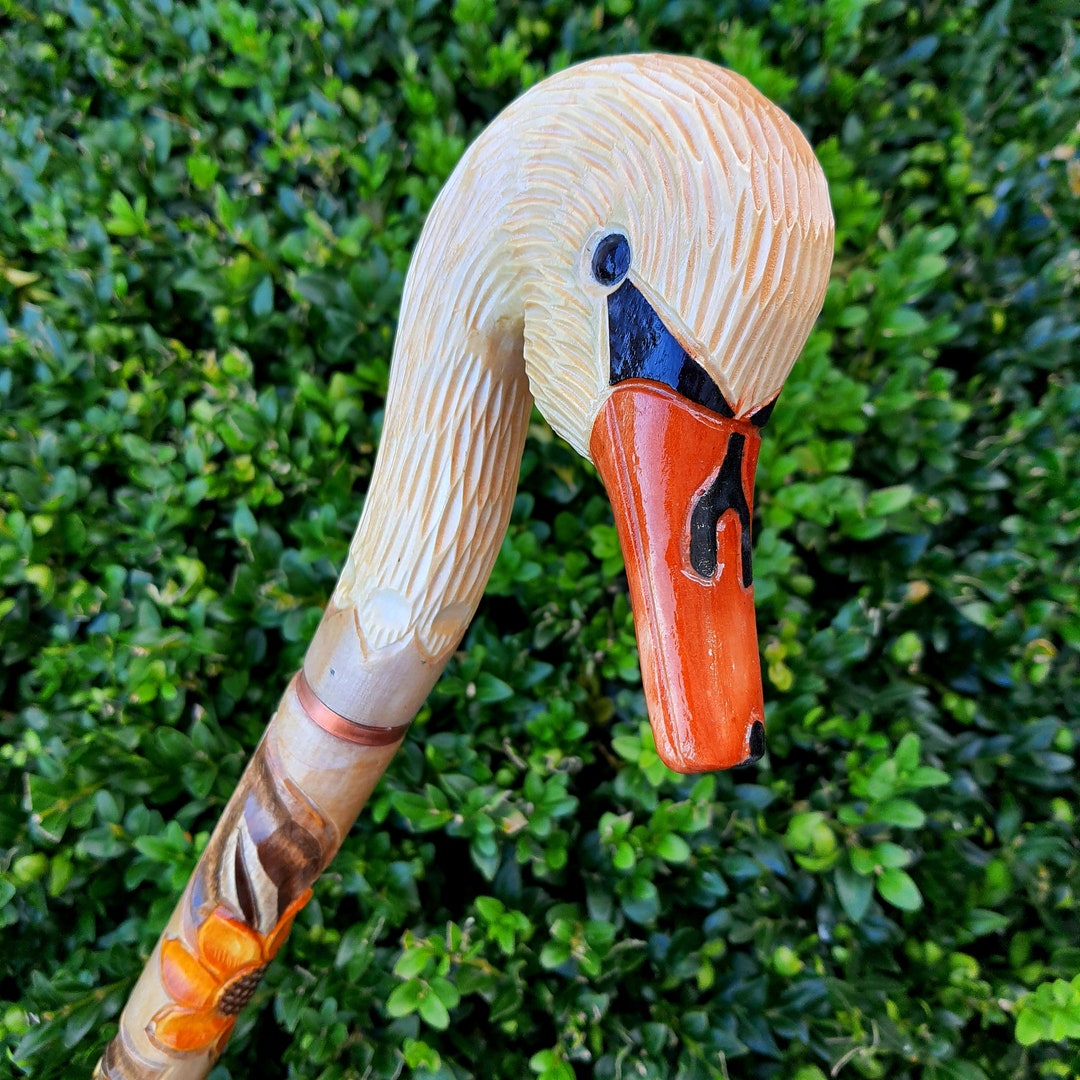 Walking Stick Canes Wooden Handmade Carving (swan) - Etsy