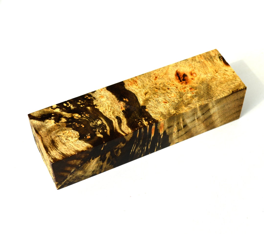 Stabilized Maple BURL Wood Wooden Block Turning Blank Scales Handle Blade Knives Knife cactus ...