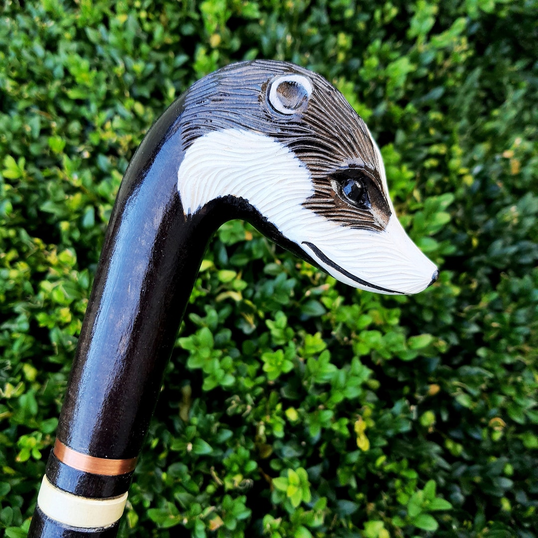 Walking Stick Canes Wooden Handmade Carving ( Badger ) - Etsy