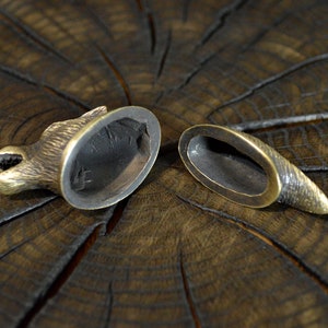 Set "wolf" Unique Solid Bronze Finger Guard Bolster & Pommel for Custom ...