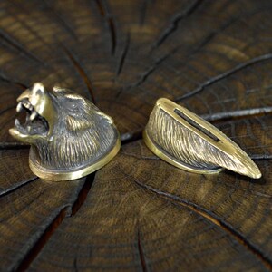 Set "wolf" Unique Solid Bronze Finger Guard Bolster & Pommel for Custom ...