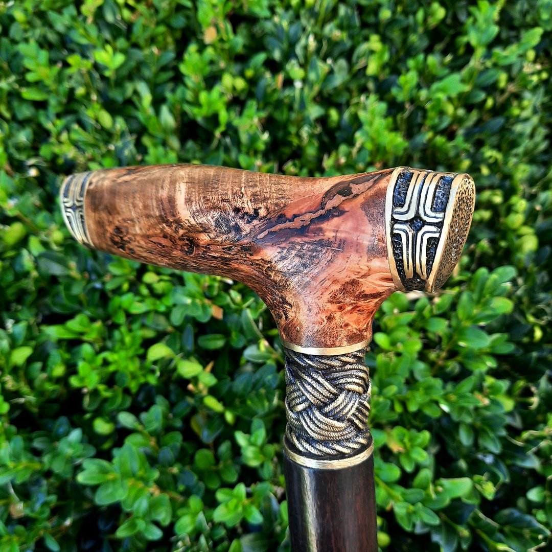 Walking Cane Walking Stick Wooden Handmade Cane Stabilized Poplar Burl ...