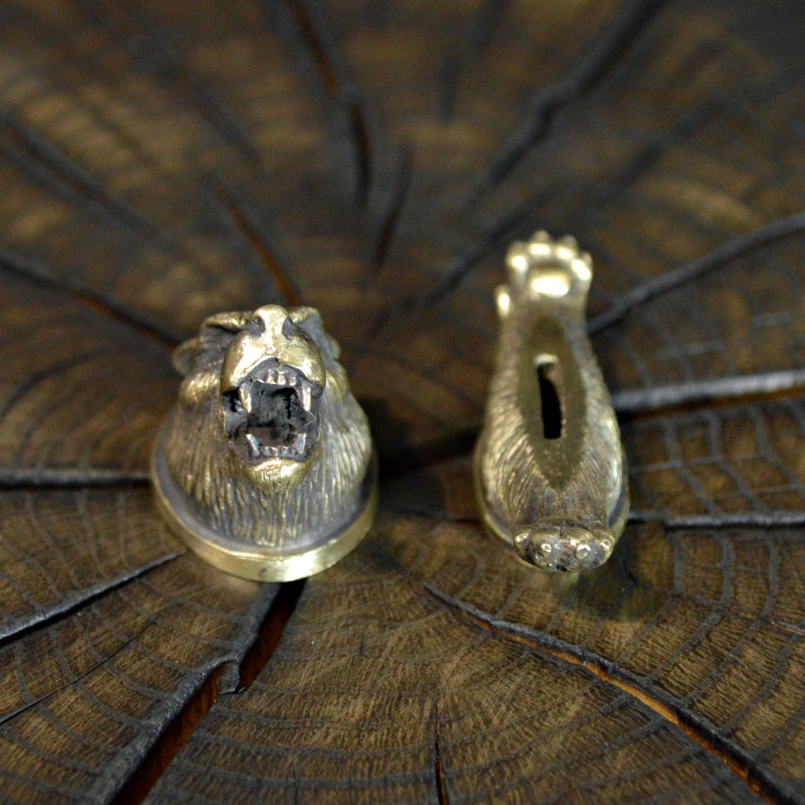 Set "wolf Paws" Unique Solid Bronze Finger Guard Bolster & Pommel for ...