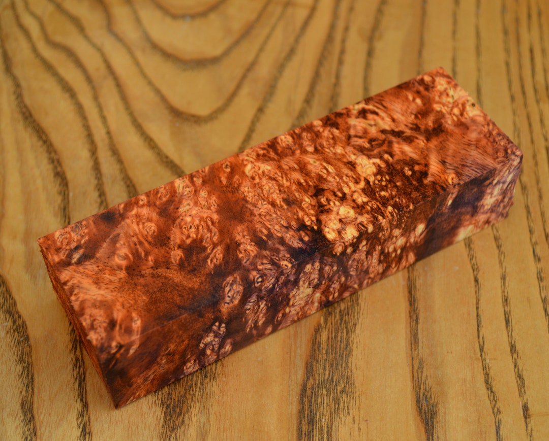 Stabilized Maple BURL Wood Wooden Block Turning Blank Scales Handle Blade Knives Knife cactus ...