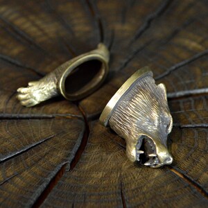 Set "wolf Paws" Unique Solid Bronze Finger Guard Bolster & Pommel for ...
