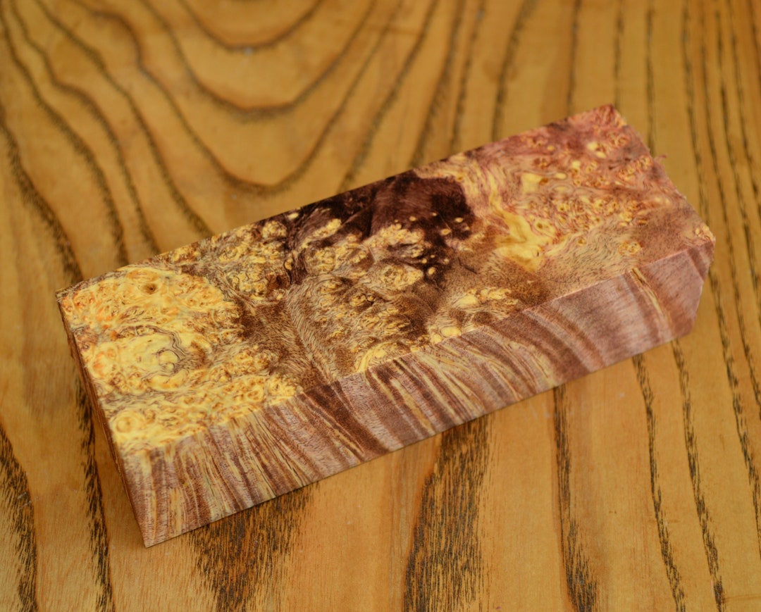 Stabilized Maple BURL Wood Wooden Block Turning Blank Scales Handle Blade Knives Knife cactus ...