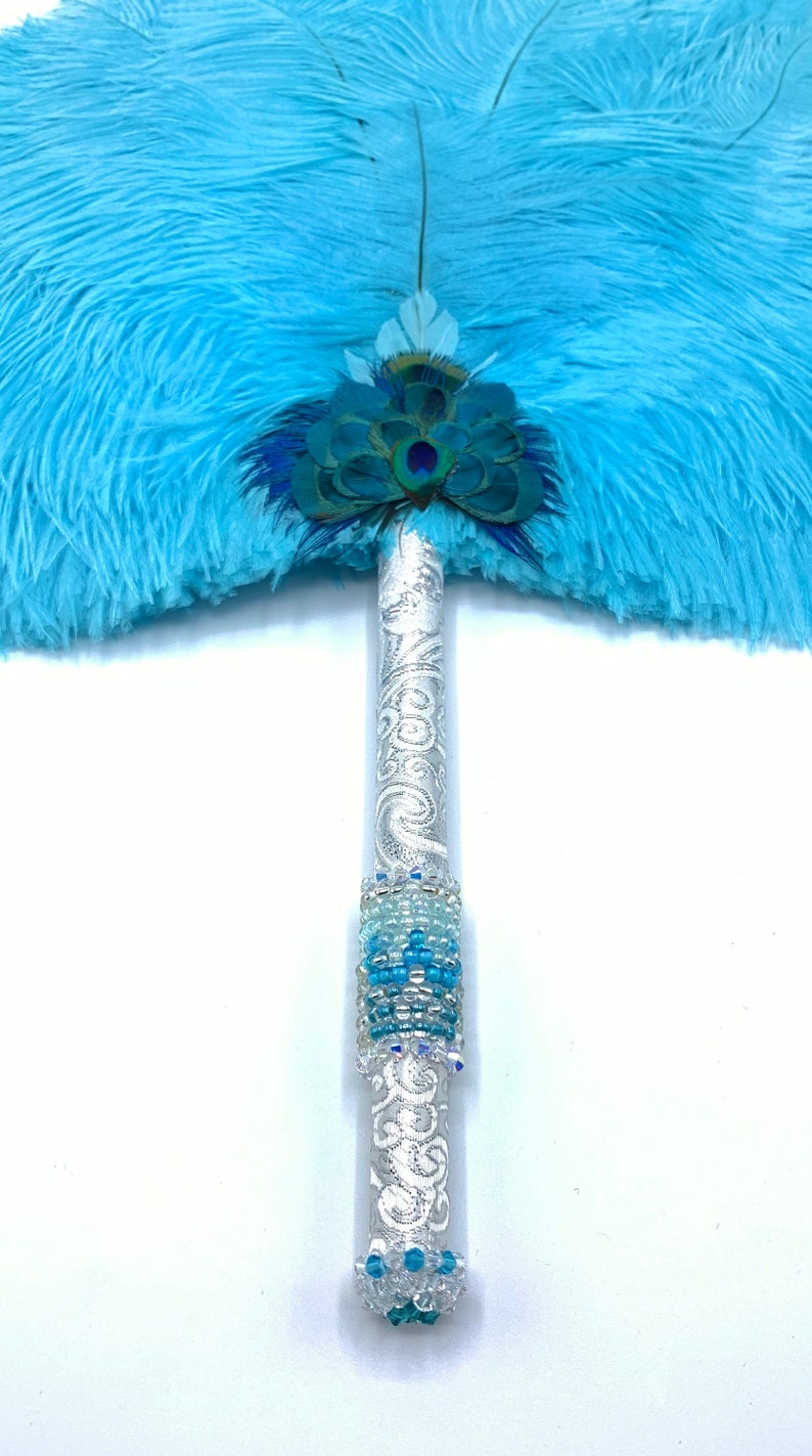 Blue Ostrich Feather Fan - Etsy