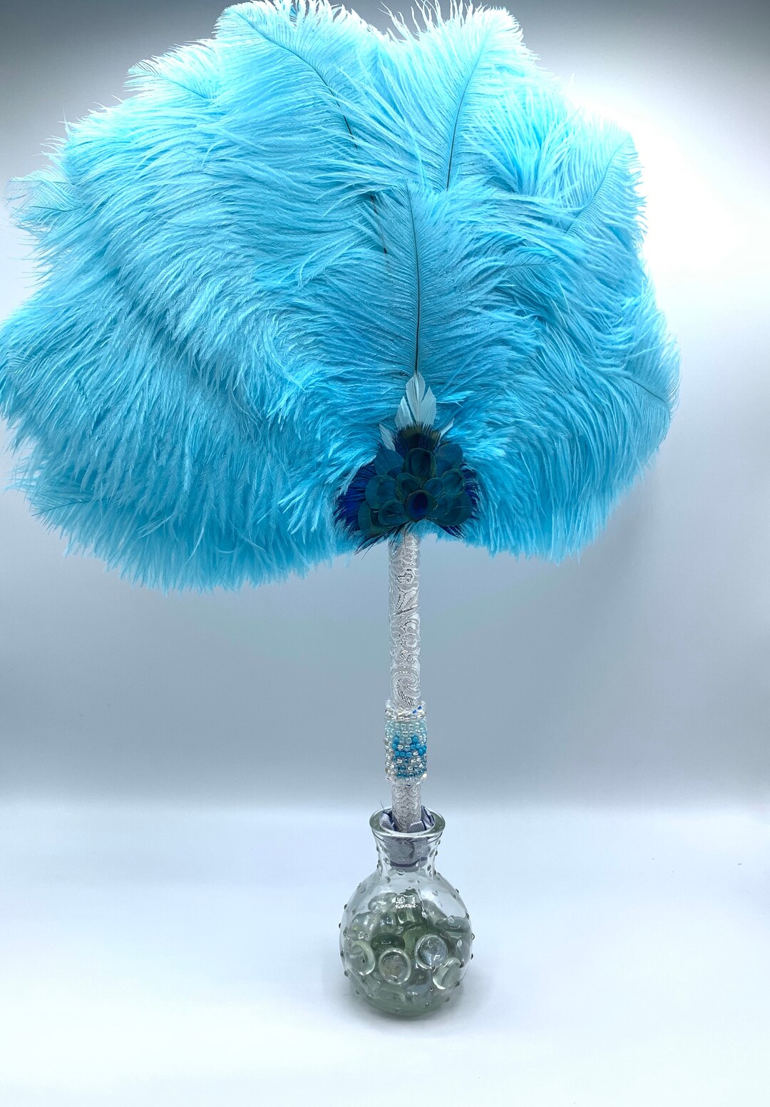 Blue Ostrich Feather Fan - Etsy