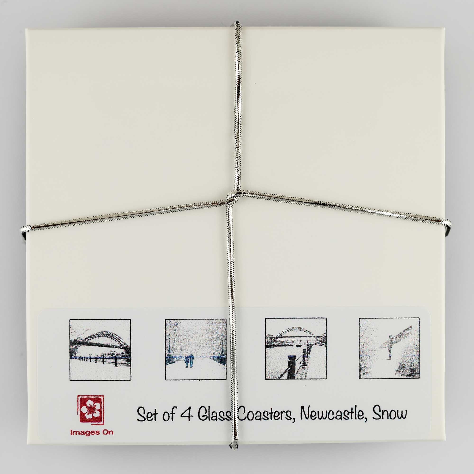 Set of 4 Newcastle Glass Coasters Snow Scenes, the Angel of the North ...