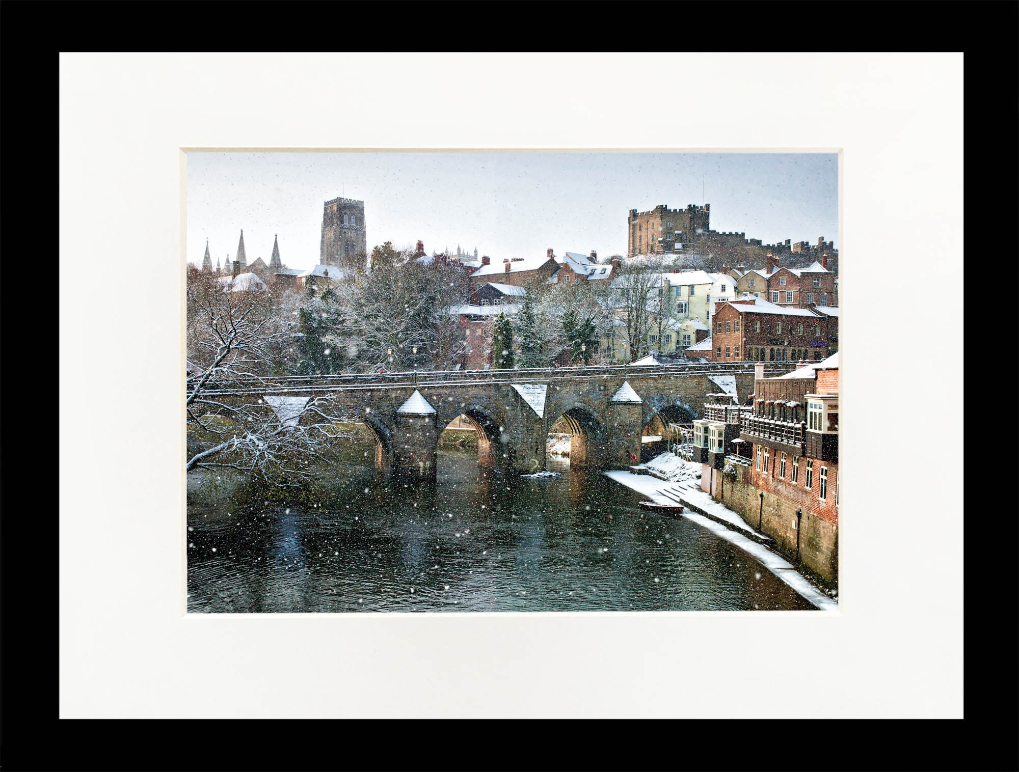 Durham City in the Snow Mounted Photographic Print, Durham Cathedral in ...