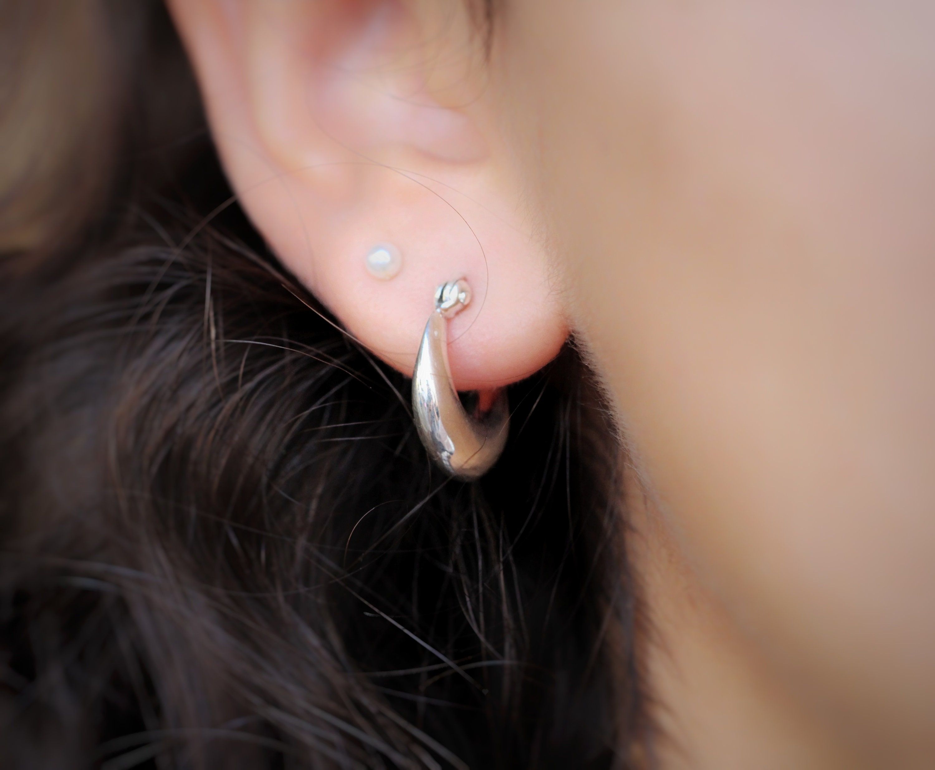 Sterling Silver Chunky Hoops Silver Hoops Earring Small - Etsy