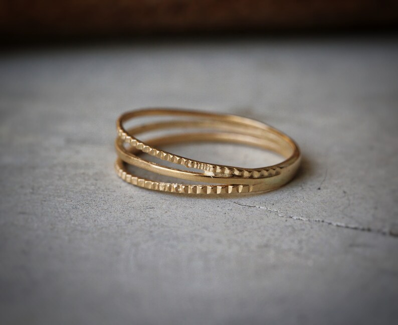 Dainty Triple Layer 14K Gold Filled Ring - Etsy