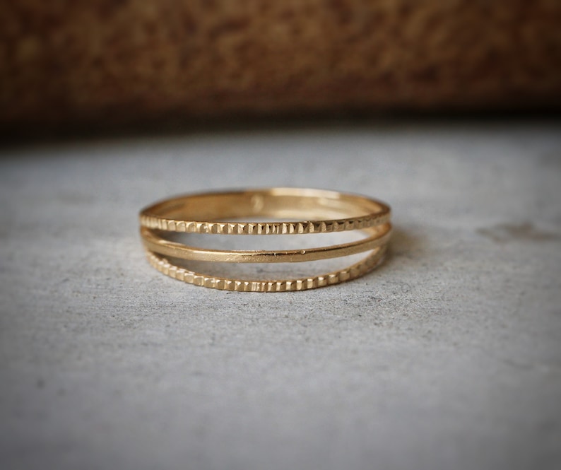 Dainty Triple Layer 14K Gold Filled Ring - Etsy