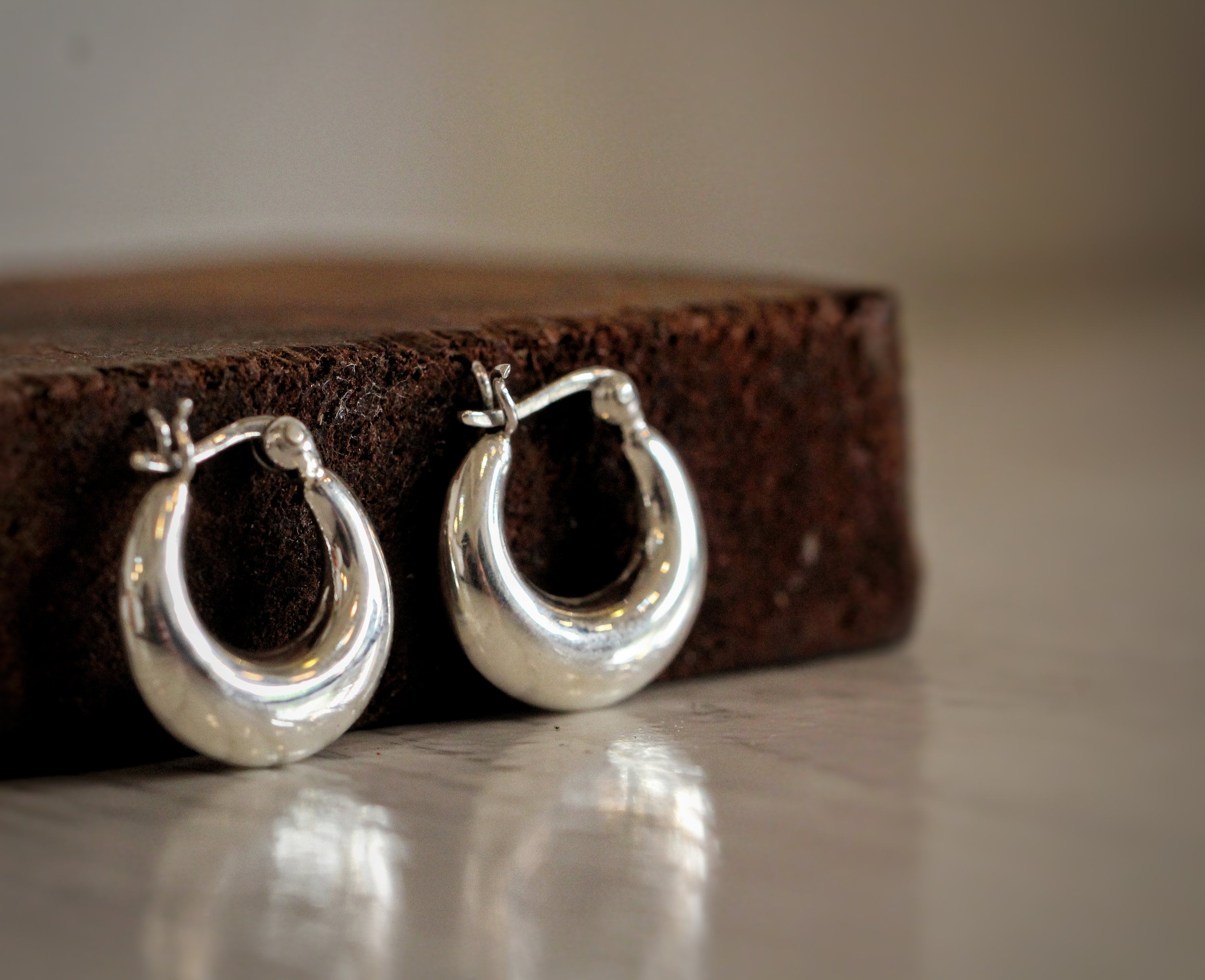 Sterling Silver Chunky Hoops Silver Hoops Earring Small - Etsy