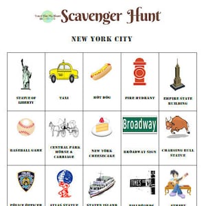 New York City Scavenger Hunt: Printable Travel Game (PDF) - Etsy