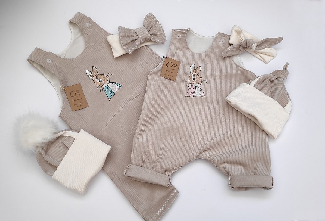 Peter Rabbit. Natural Baby Clothes, Romper, Hat. Beige. 100% Cotton ...