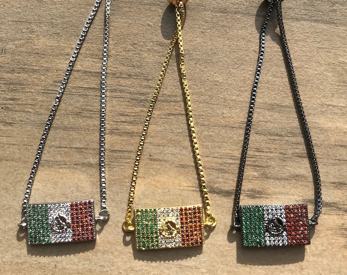 Mexican Mexico Flag Bracelet Siver Gold Black Adjustable Bracelet ...