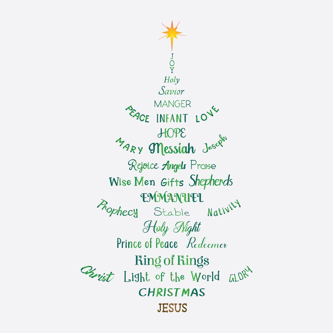 Nativity Christmas Tree Word Art Sublimation Design (digital Download ...