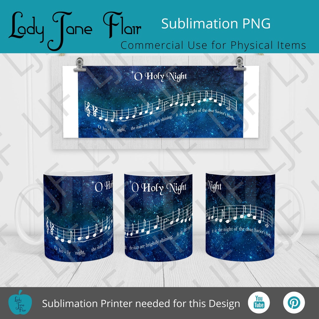 O Holy Night Mug Design for Sublimation - Mug Template 12 Oz and 15 Oz ...