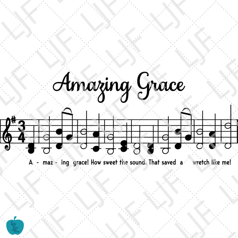 Amazing Grace Hymn Art SVG Amazing Grace SVG Musical - Etsy