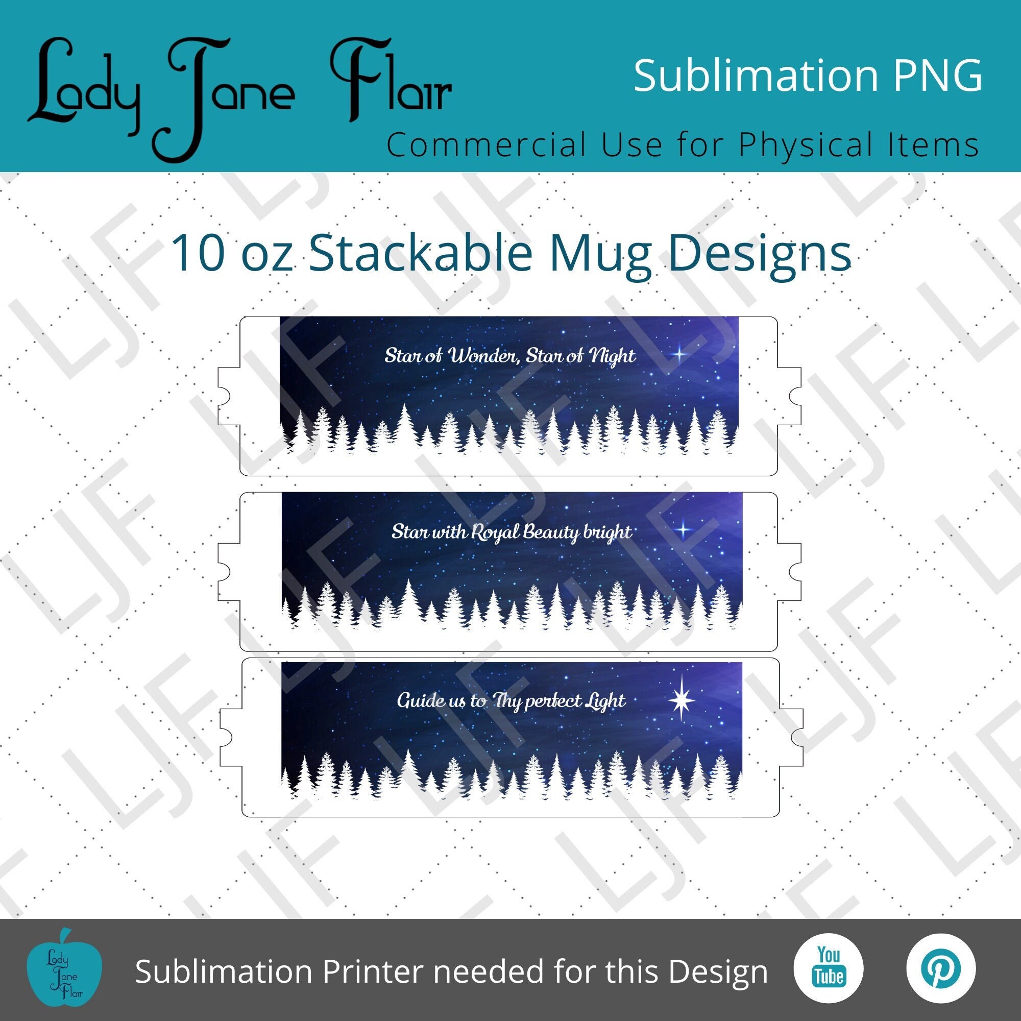 10 Oz Stackable Mug Design for Sublimation Star of Wonder - Etsy