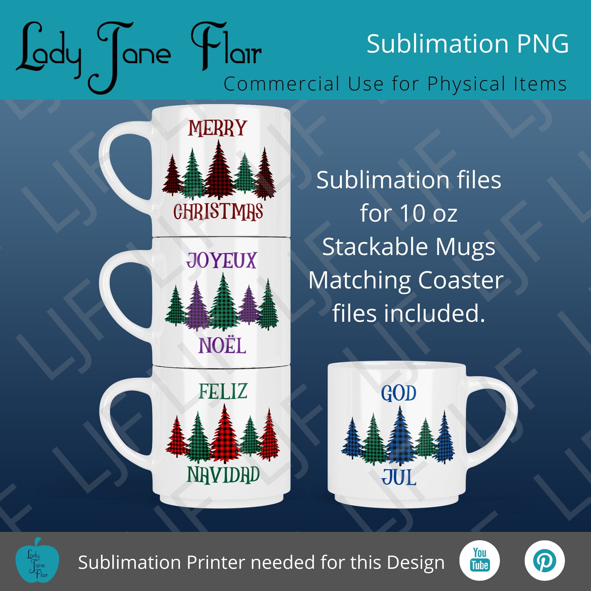 10 Oz Stackable Mug Design for Sublimation Merry Christmas - Etsy