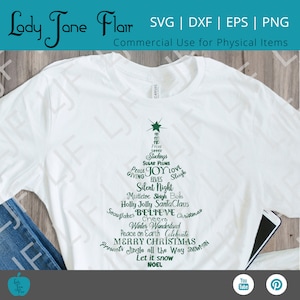 Christmas Tree Word Art SVG - Christmas Word Tree SVG - Digital ...