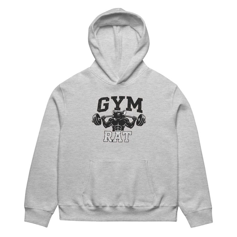 Gym Rat Oversized Hoodie - Muscle Rat Lifting Unisex Sweatshirt - Funny ...