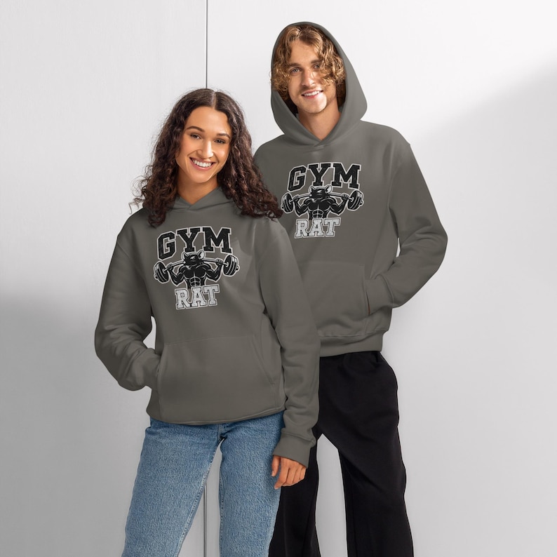 Gym Rat Oversized Hoodie - Muscle Rat Lifting Unisex Sweatshirt - Funny ...