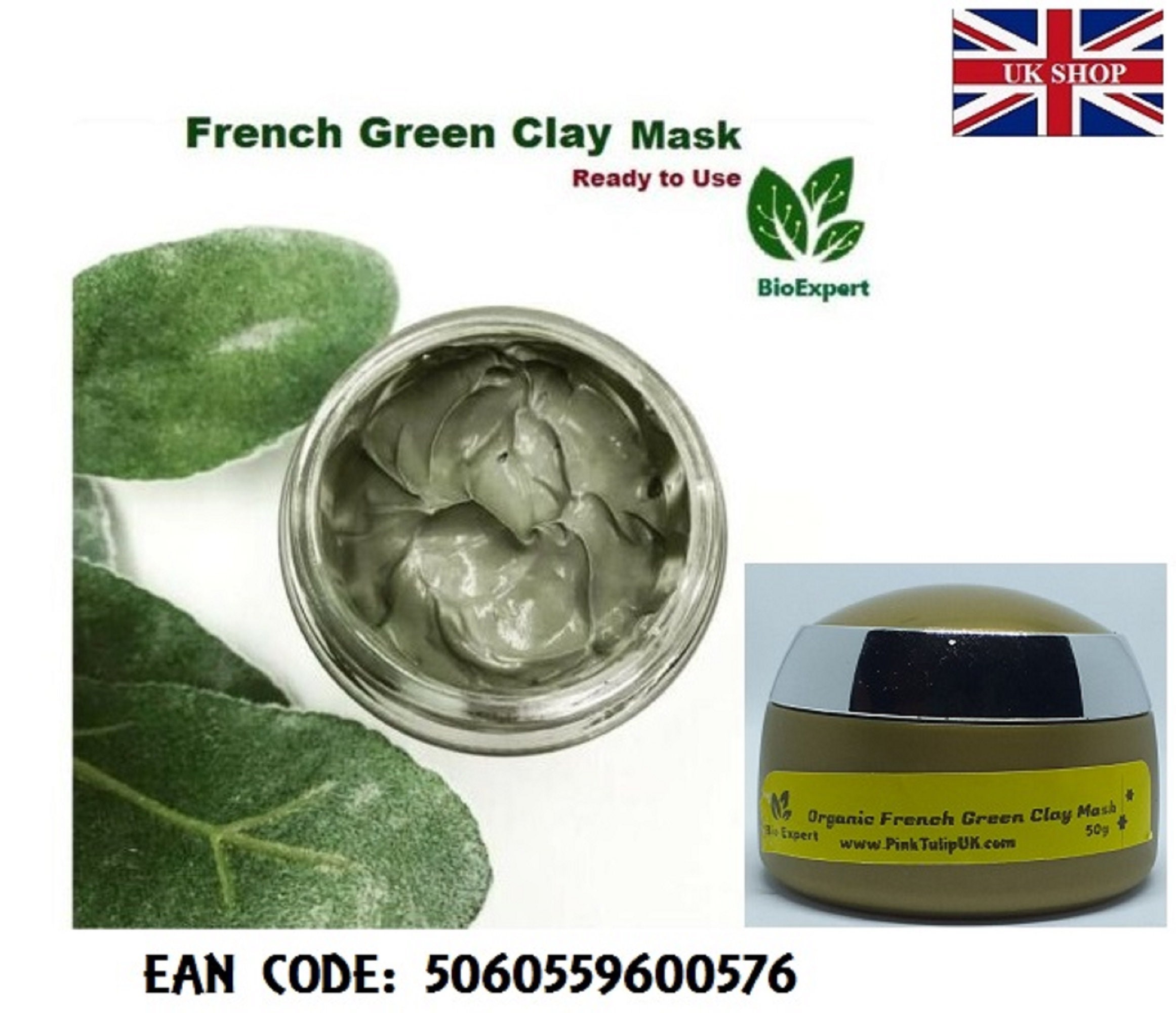 Organic Pure French Green Clay Mask Ready to Use Acne Oily Skin Body ...