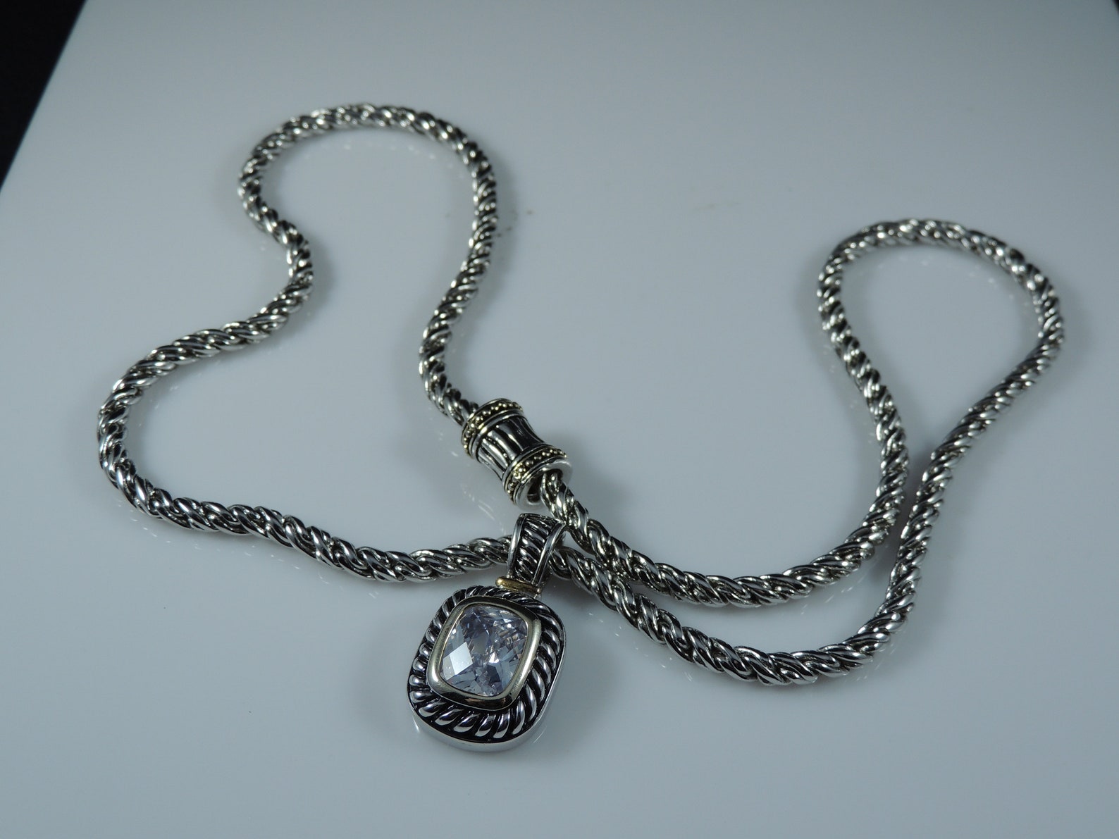 24 Silver Tone Rope Chain With Silver Tone Pendent Prism - Etsy