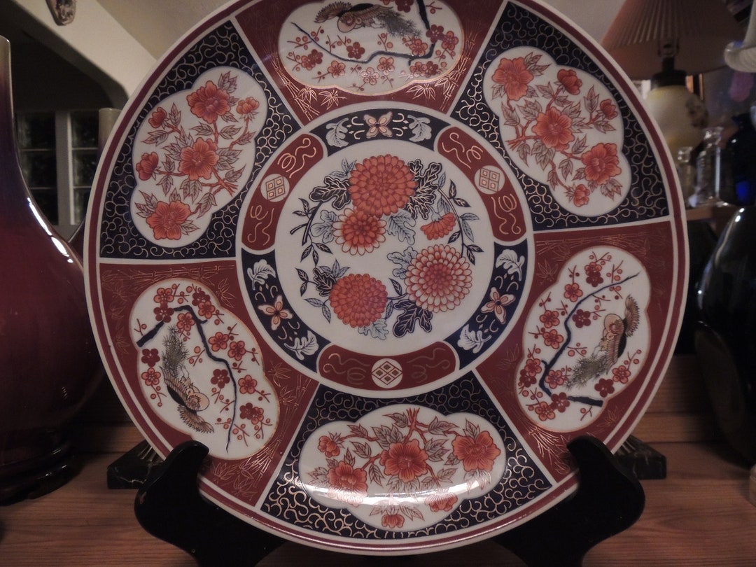 Antique Meiji Tajimi Impressive 14.4" Charger With Black and Red on ...